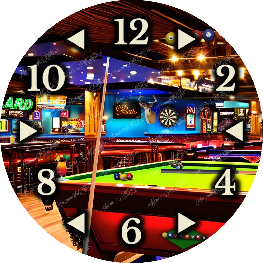 11 .75" Clock Digital Files for Sublimation Pool Billiards 8 Ball 9 ...