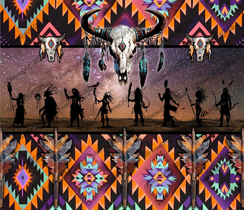 20 Oz Straight Digital Files for Sublimation Neon Southwestern Indian ...