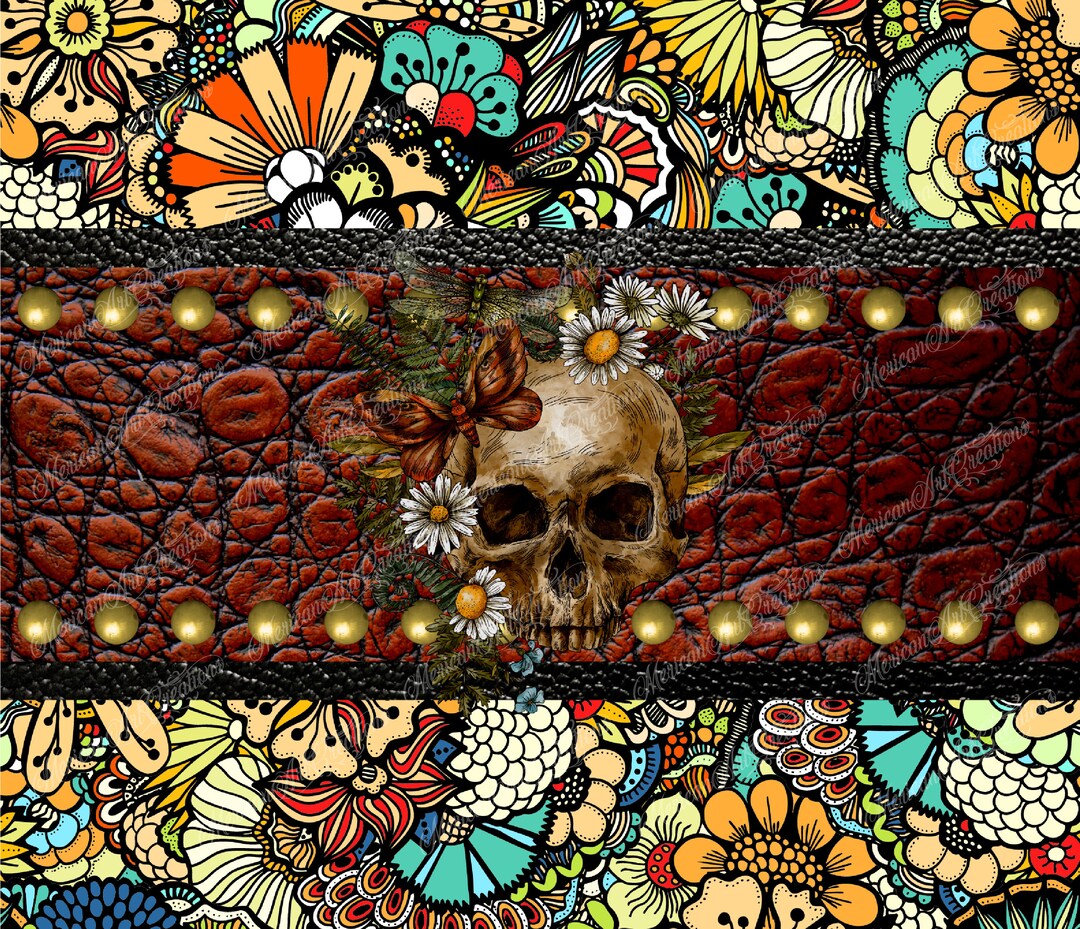 20 Oz Straight Digital File for Sublimation Alchemy Retro Skull Leather ...