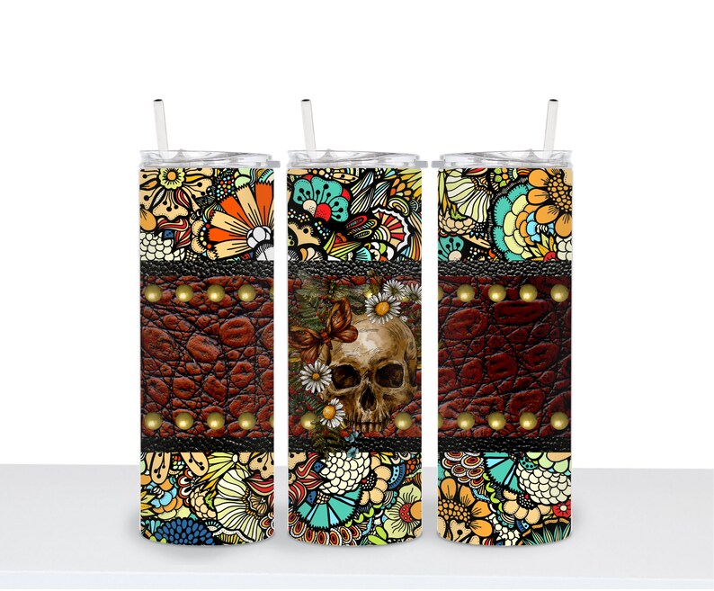 20 Oz Straight Digital File for Sublimation Alchemy Retro Skull Leather ...