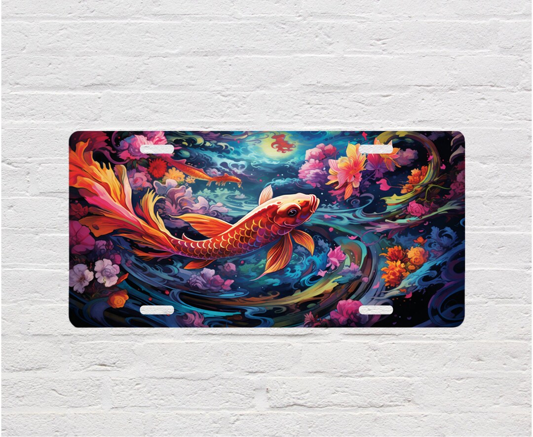 12.25" X 6.25" License Plate Digital Files for Sublimation Neon Koi ...