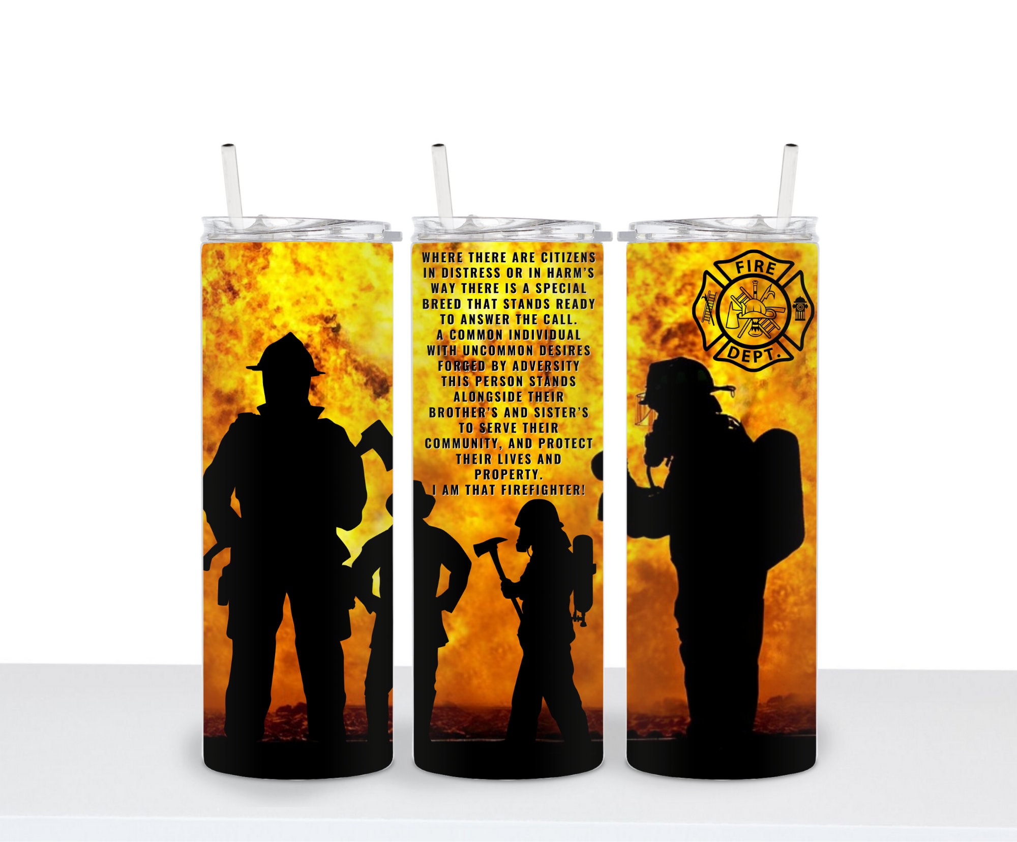 20 Oz Straight Digital Files for Sublimation Firefighters Fireman Creed ...