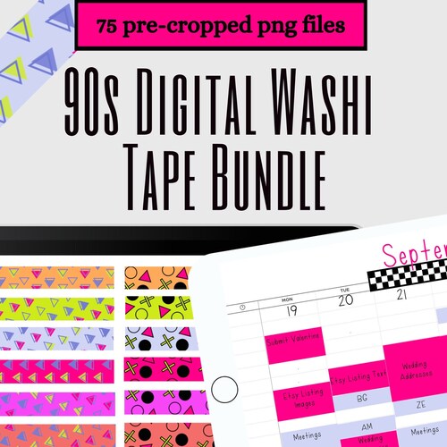 Digital Washi Tape Digital Sticker Bundle Pre-cropped PNG - Etsy
