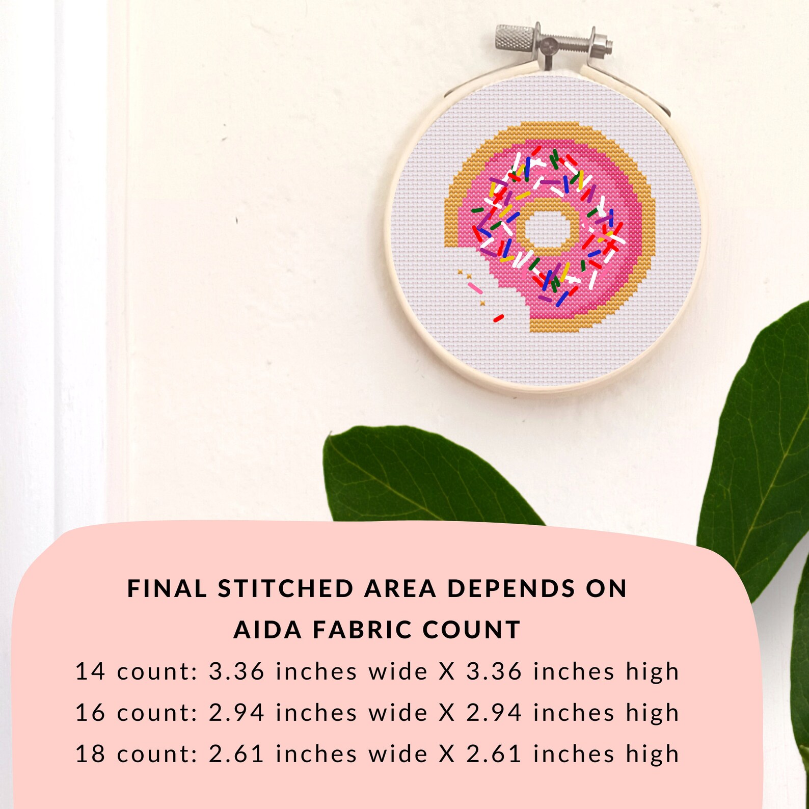 Pink Donut Cross Stitch Pattern Pdf, Mini Counted Cross Stitch Art ...
