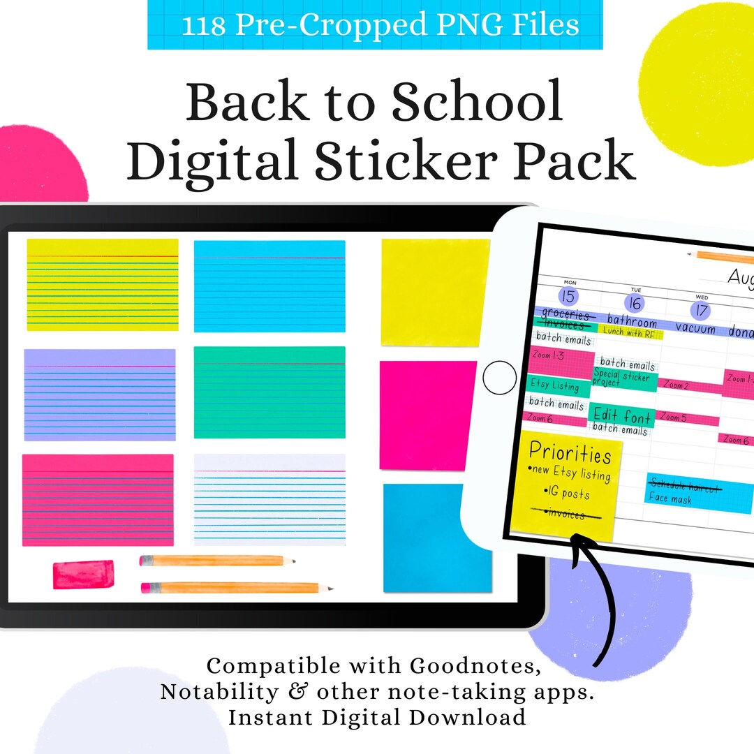 Back to School Digital Sticker Pack for Teachers & Students, Pre ...