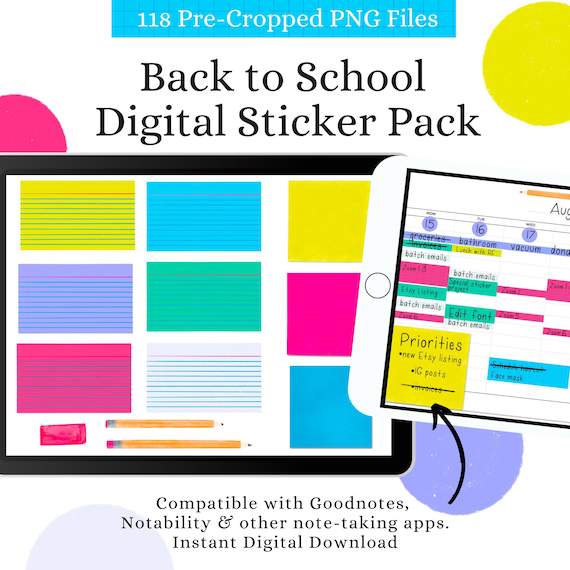 Back to School Digital Sticker Pack for Teachers & Students - Etsy