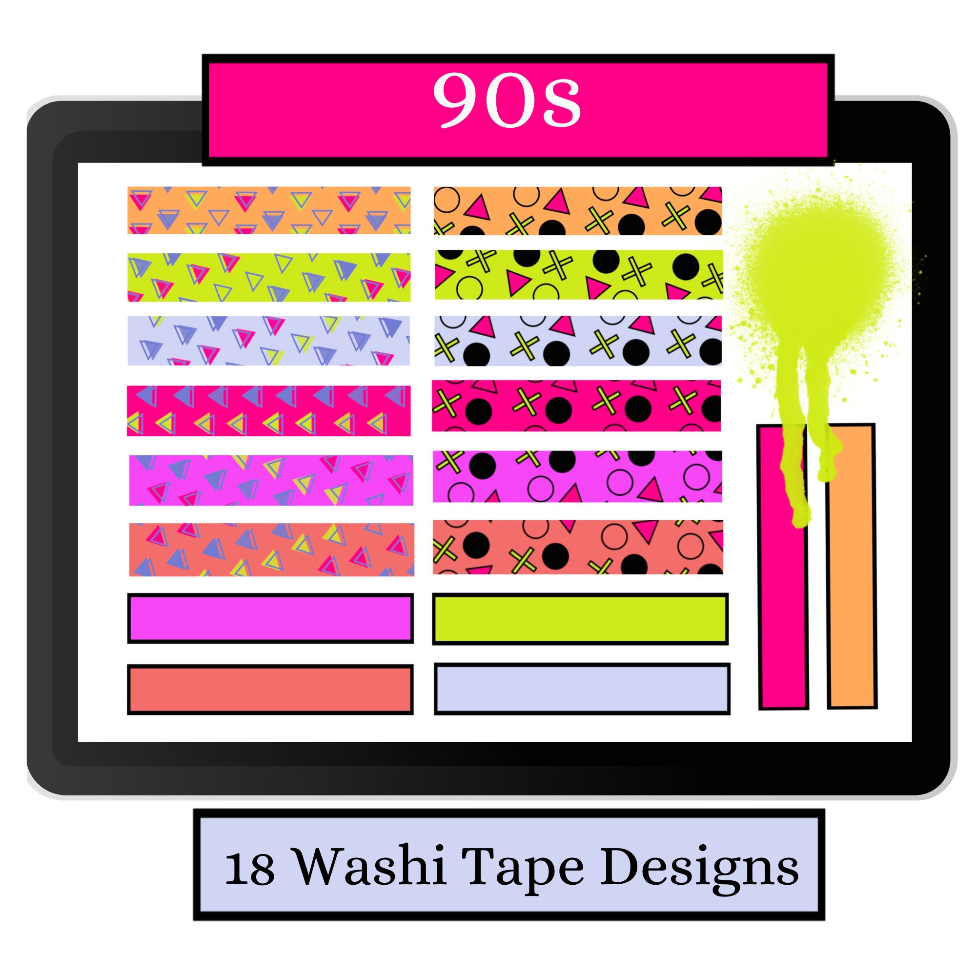 Digital Washi Tape Digital Sticker Bundle Pre-cropped PNG - Etsy