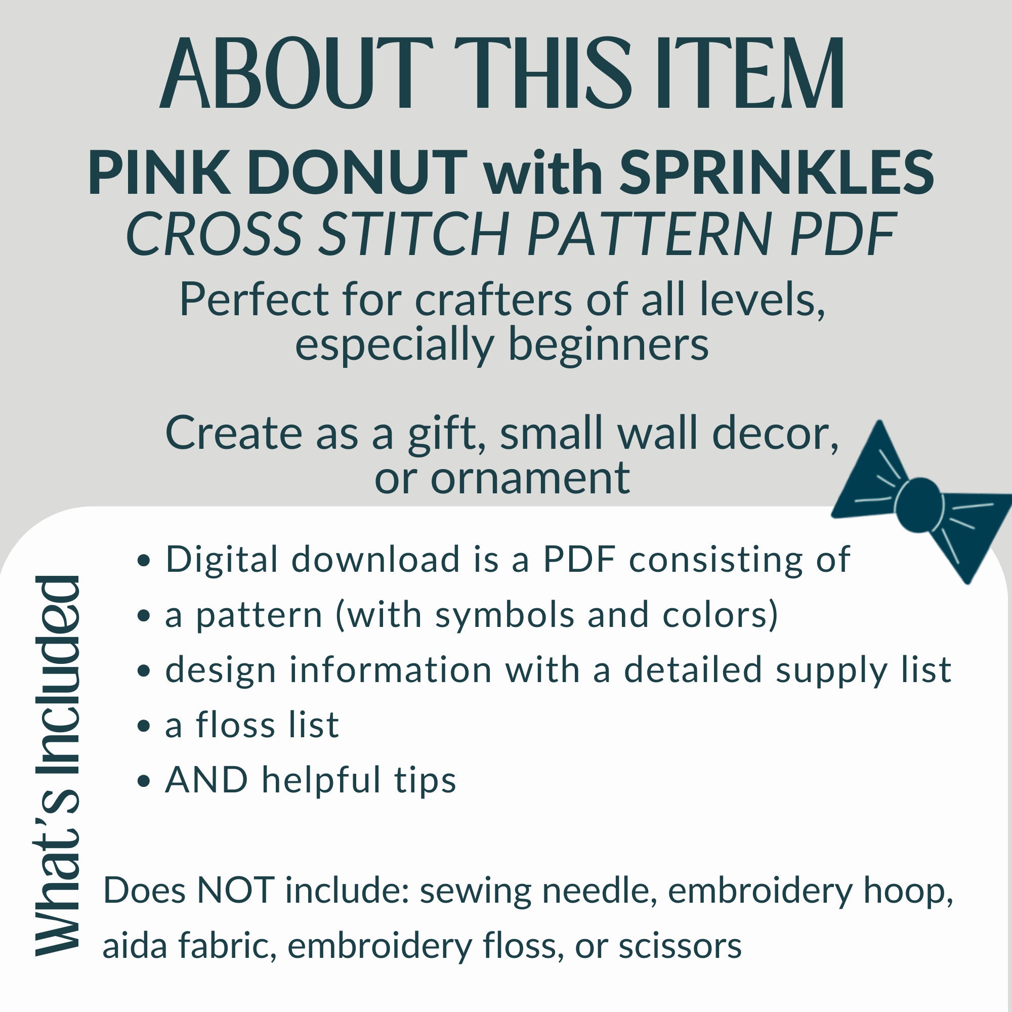 Pink Donut Cross Stitch Pattern Pdf, Mini Counted Cross Stitch Art ...