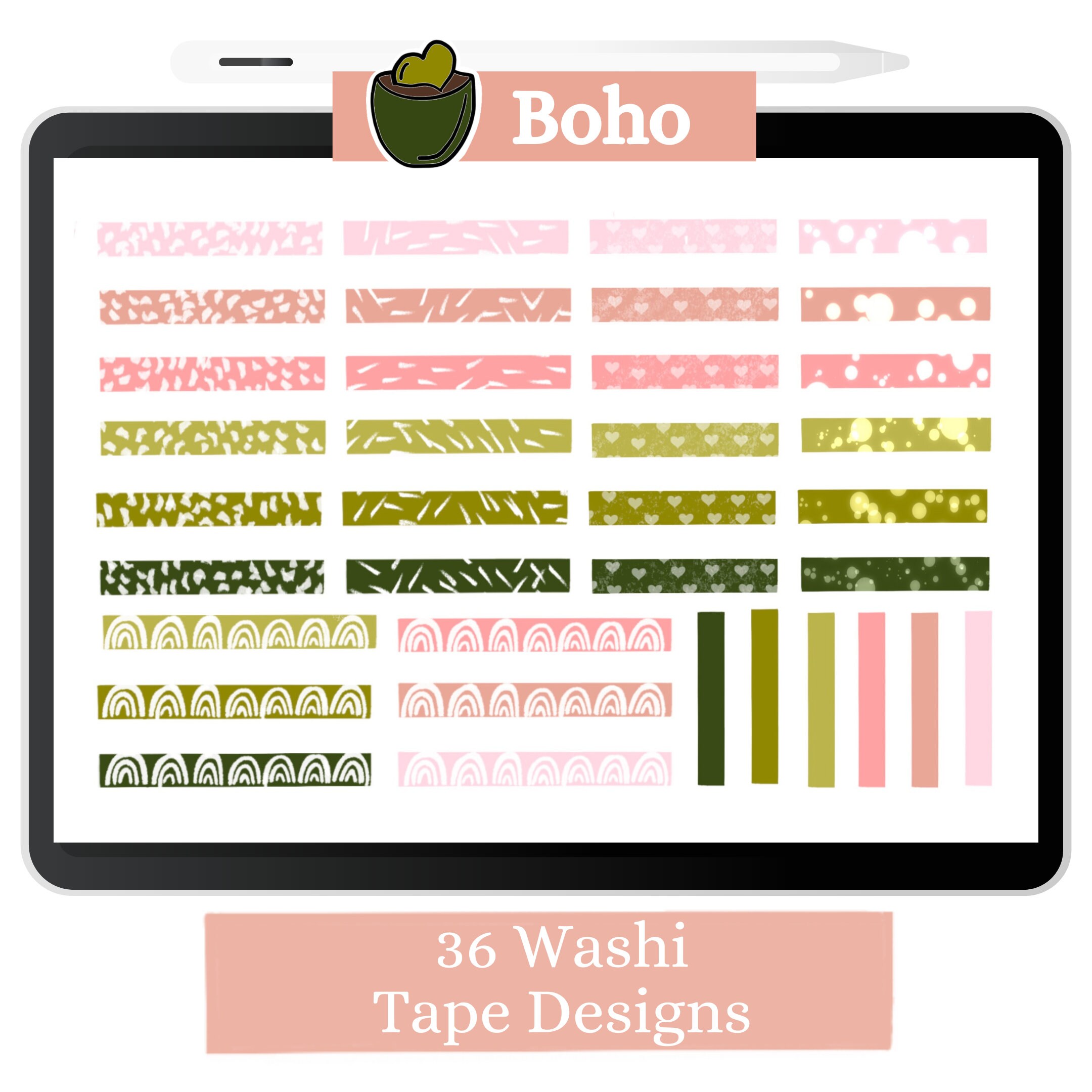 Digital Washi Tape Digital Sticker Bundle Pre-cropped PNG - Etsy