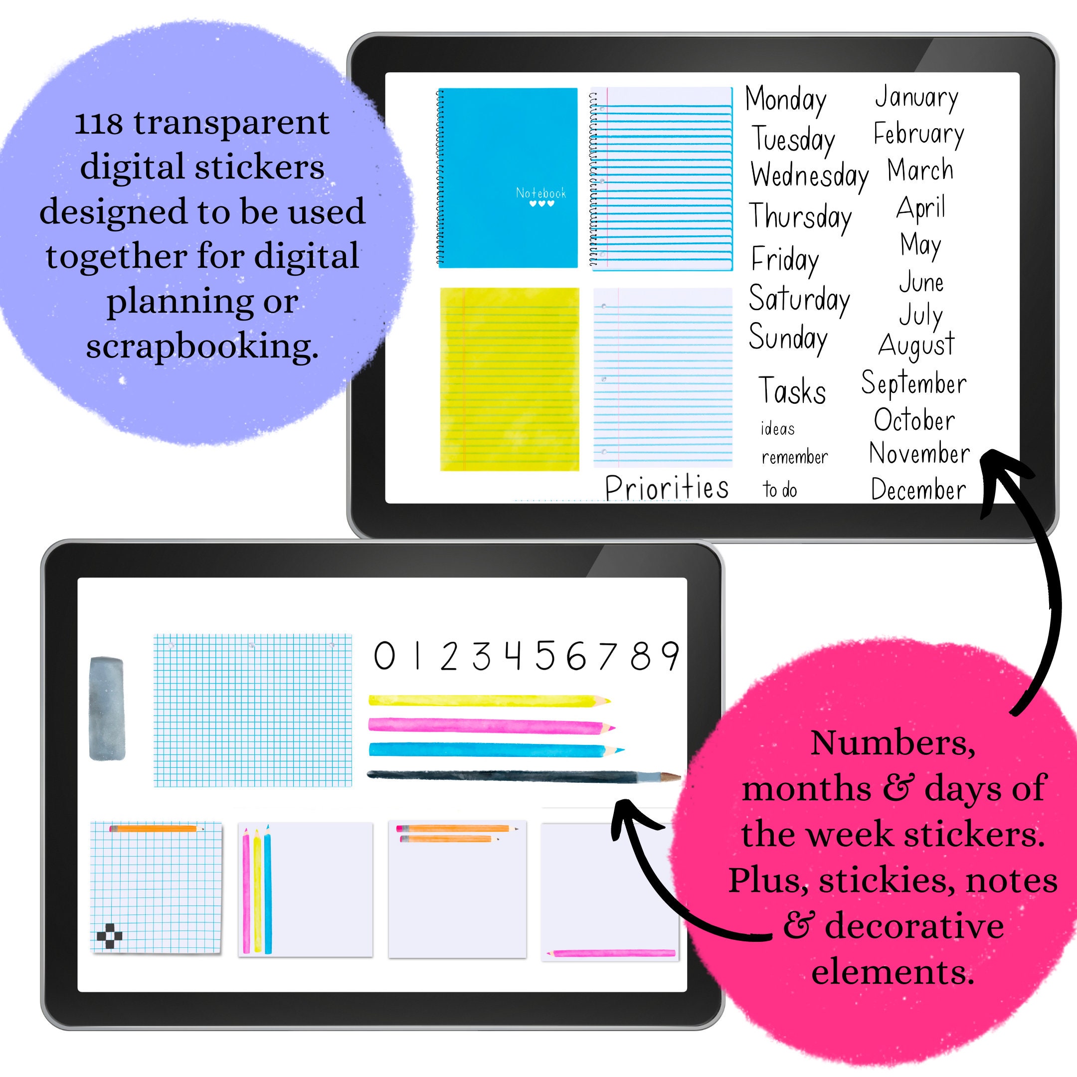 Back to School Digital Sticker Pack for Teachers & Students, Pre ...