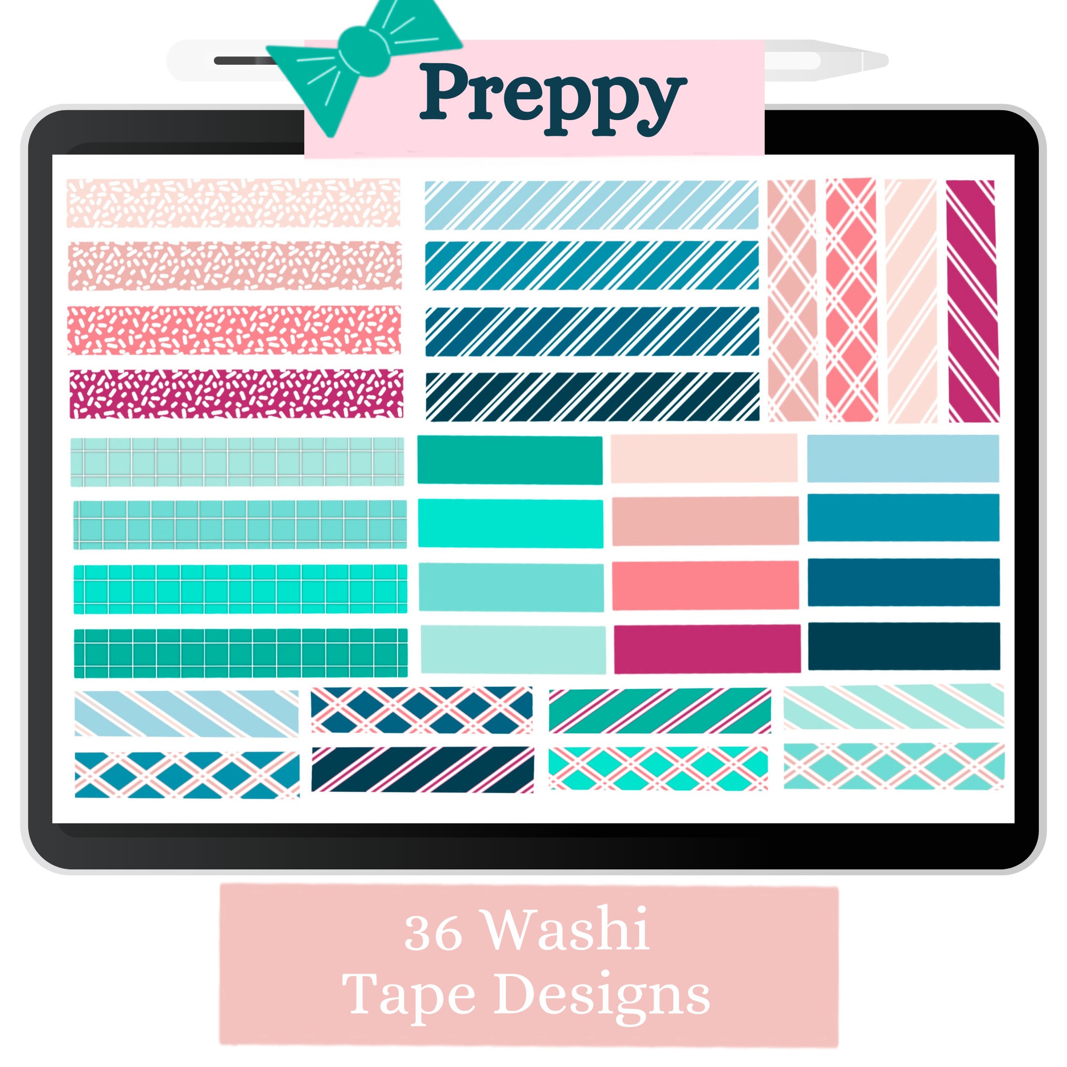 Digital Washi Tape Digital Sticker Bundle Pre-cropped PNG - Etsy