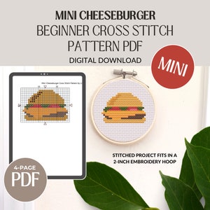 Mini Hamburger Cross Stitch Pattern Pdf, Counted Cross Stitch Art ...