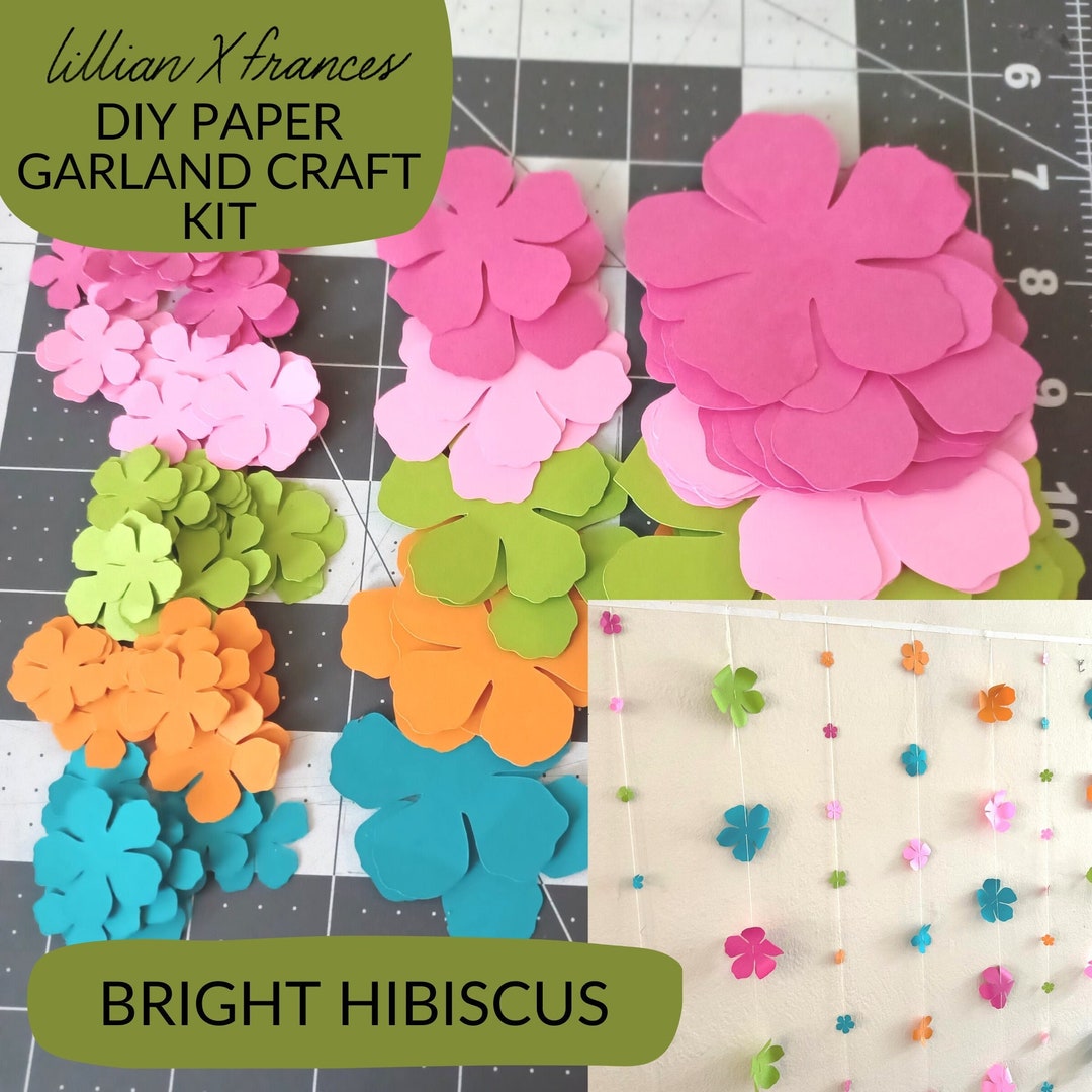 Tropical Paper Flower Garland, DIY Craft Kit for Adults, Luau Photo ...