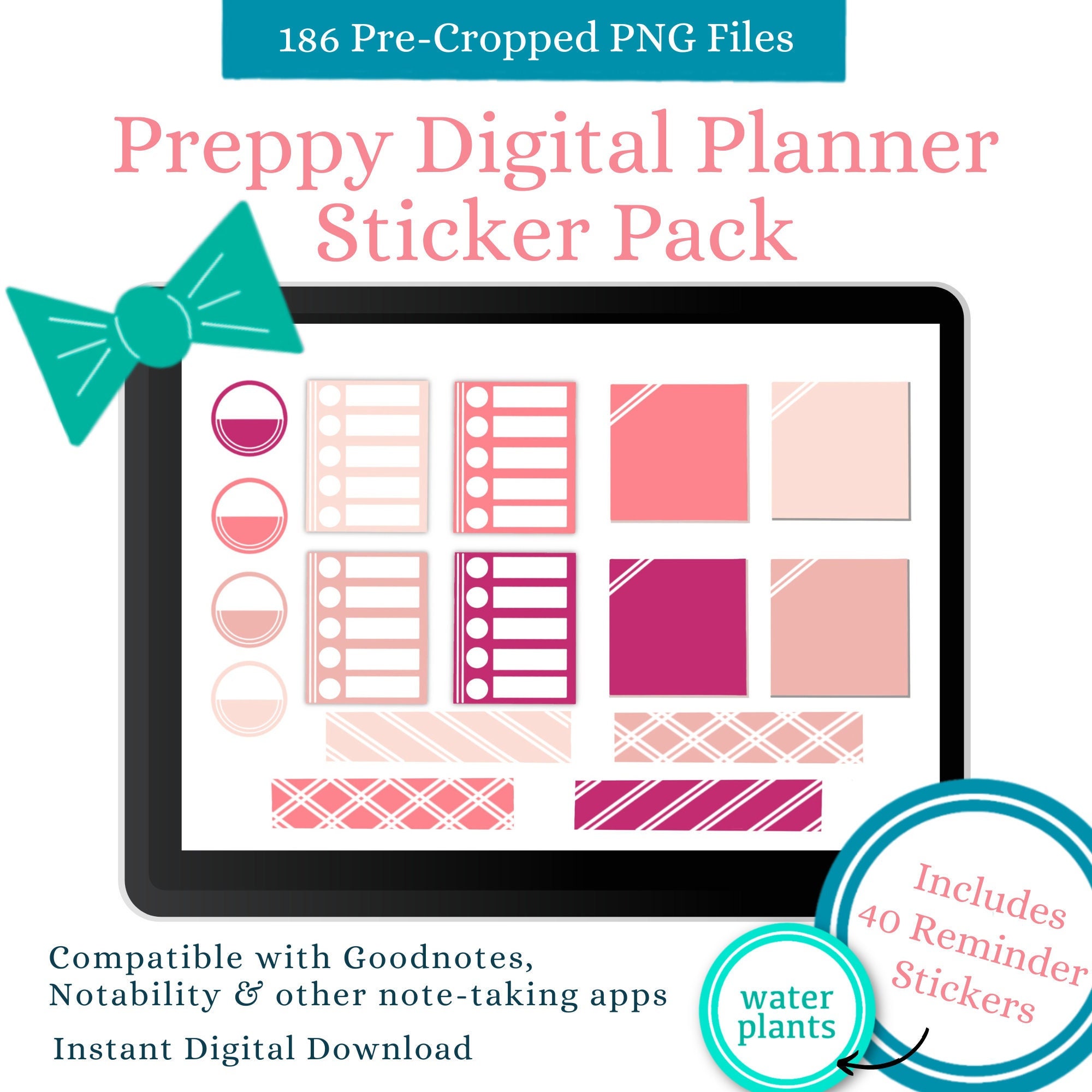 Preppy Digital Sticker Pack | 186 Pre-cropped PNG Files | Pastel ...