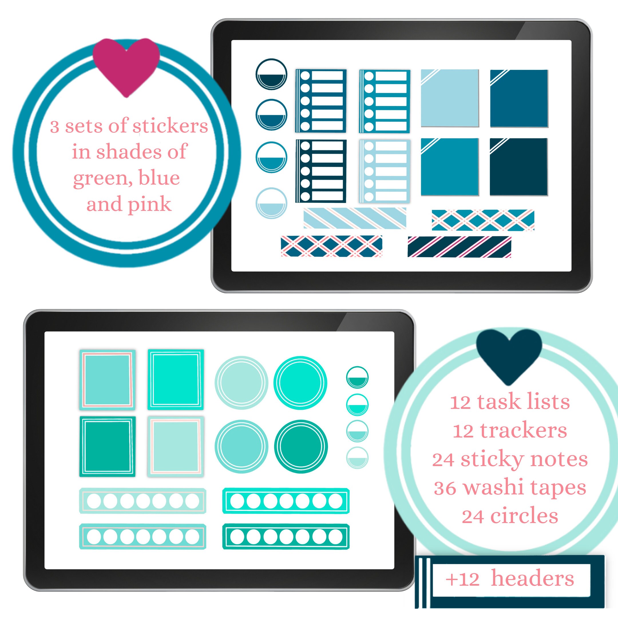 Preppy Digital Sticker Pack | 186 Pre-cropped PNG Files | Pastel ...