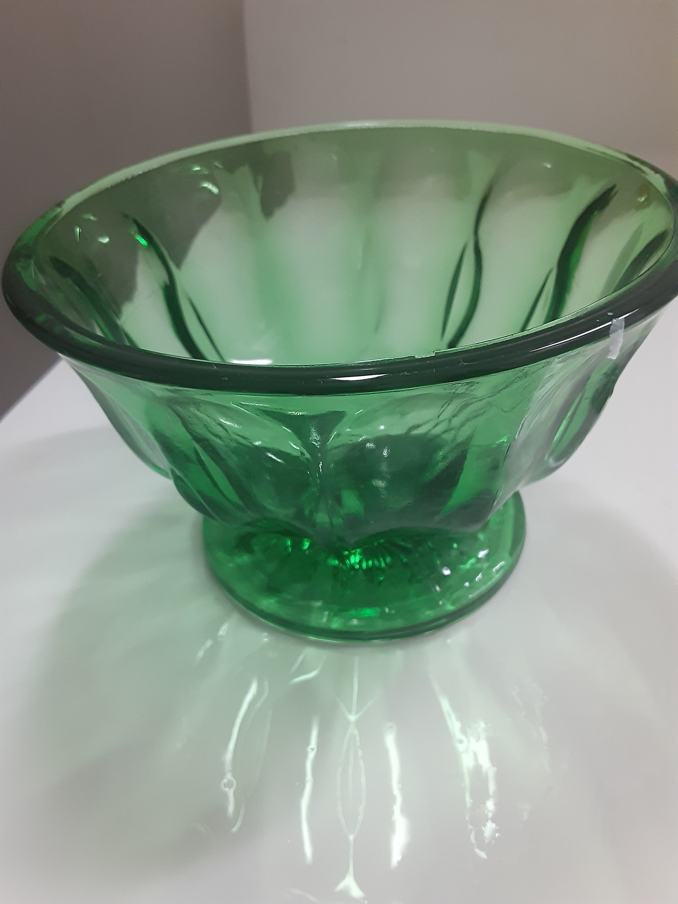Vintage Emerald Green Pedestal Bowl - Etsy