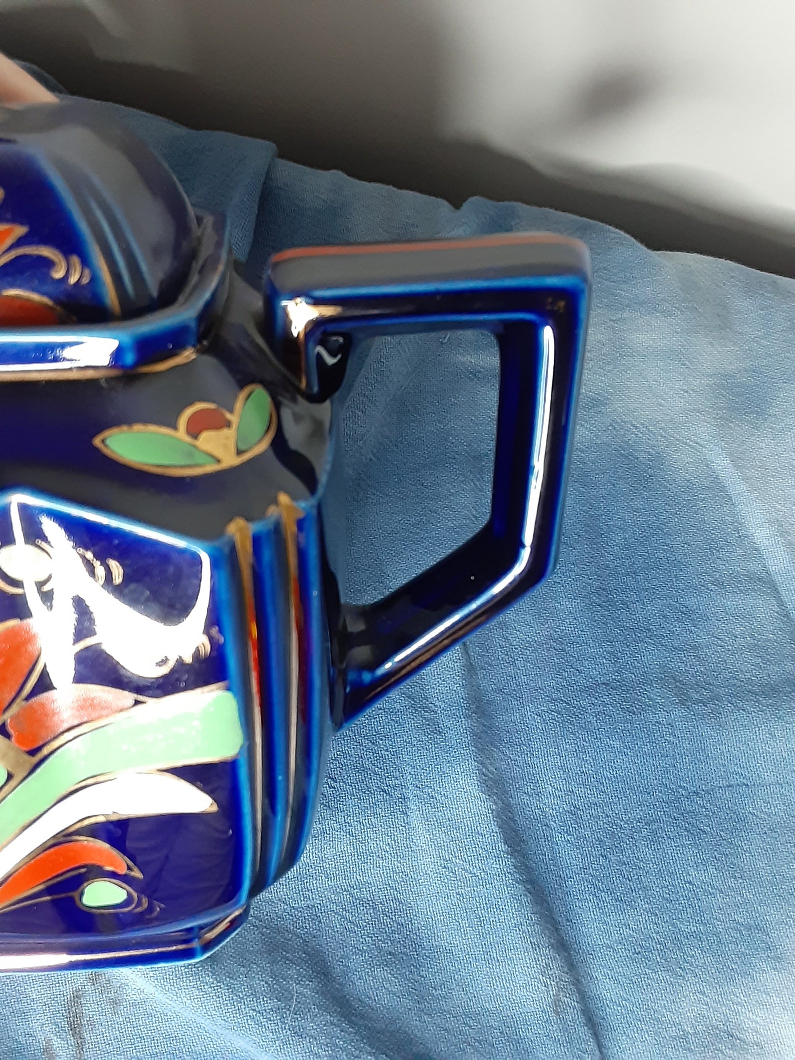 Cobalt Blue Handpainted Tea Pot Made in Japan/tea Pot/handpainted Tea ...