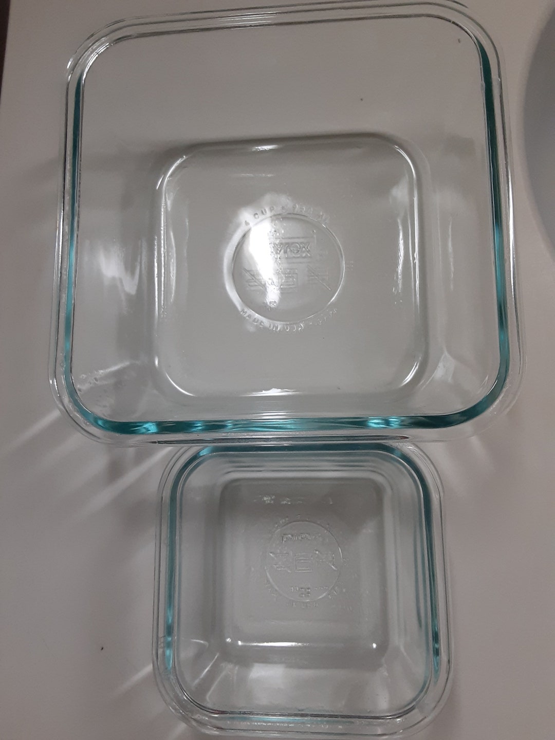 Pyrex Aqua Square Baking Dishes Only 1 Cup and 4 Cup Set of 2/pyrex ...