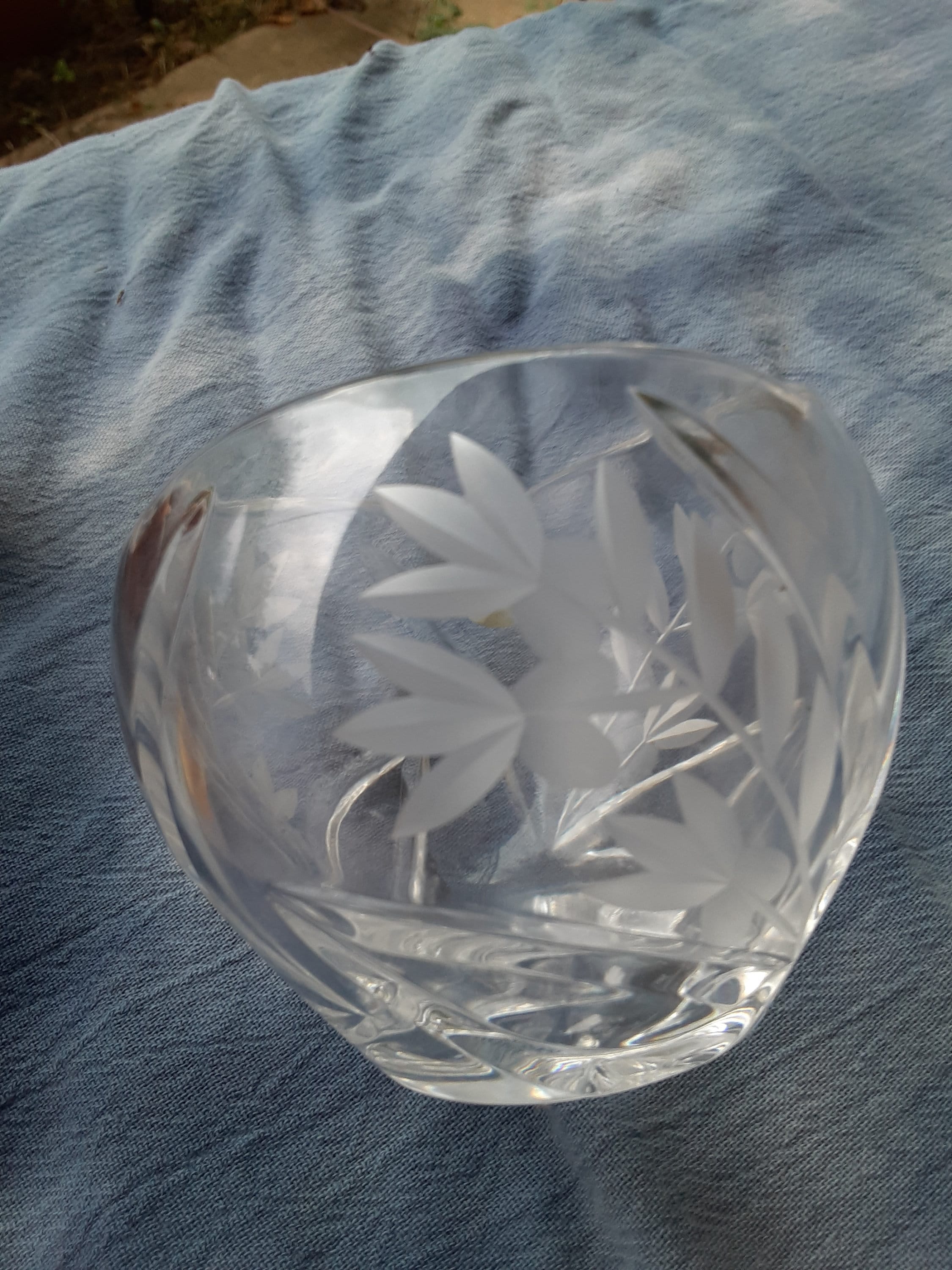 Lenox Crystal Lotus Shaped Small Bowl With Floral Detail/lenox - Etsy