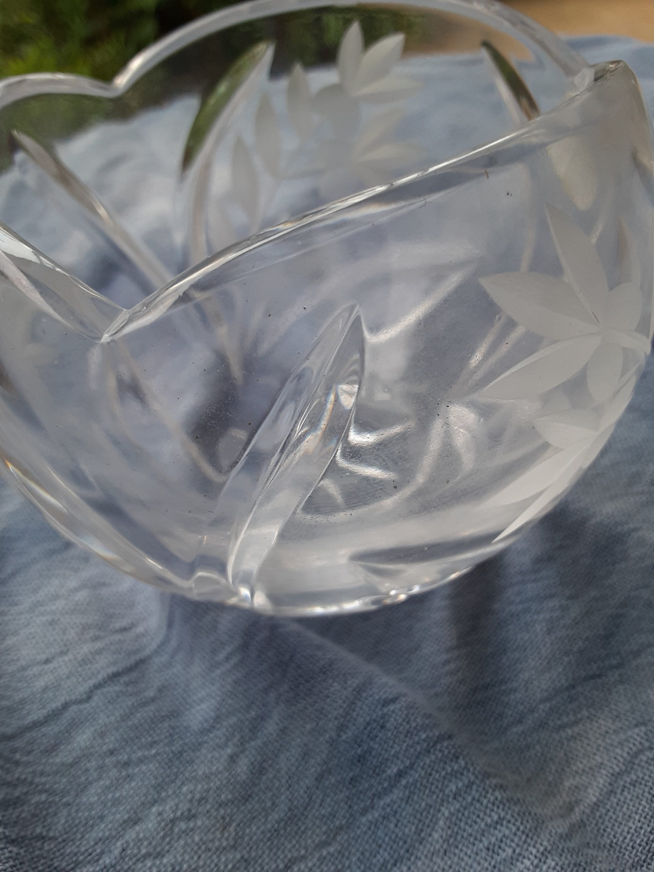 Lenox Crystal Lotus Shaped Small Bowl With Floral Detail/lenox - Etsy