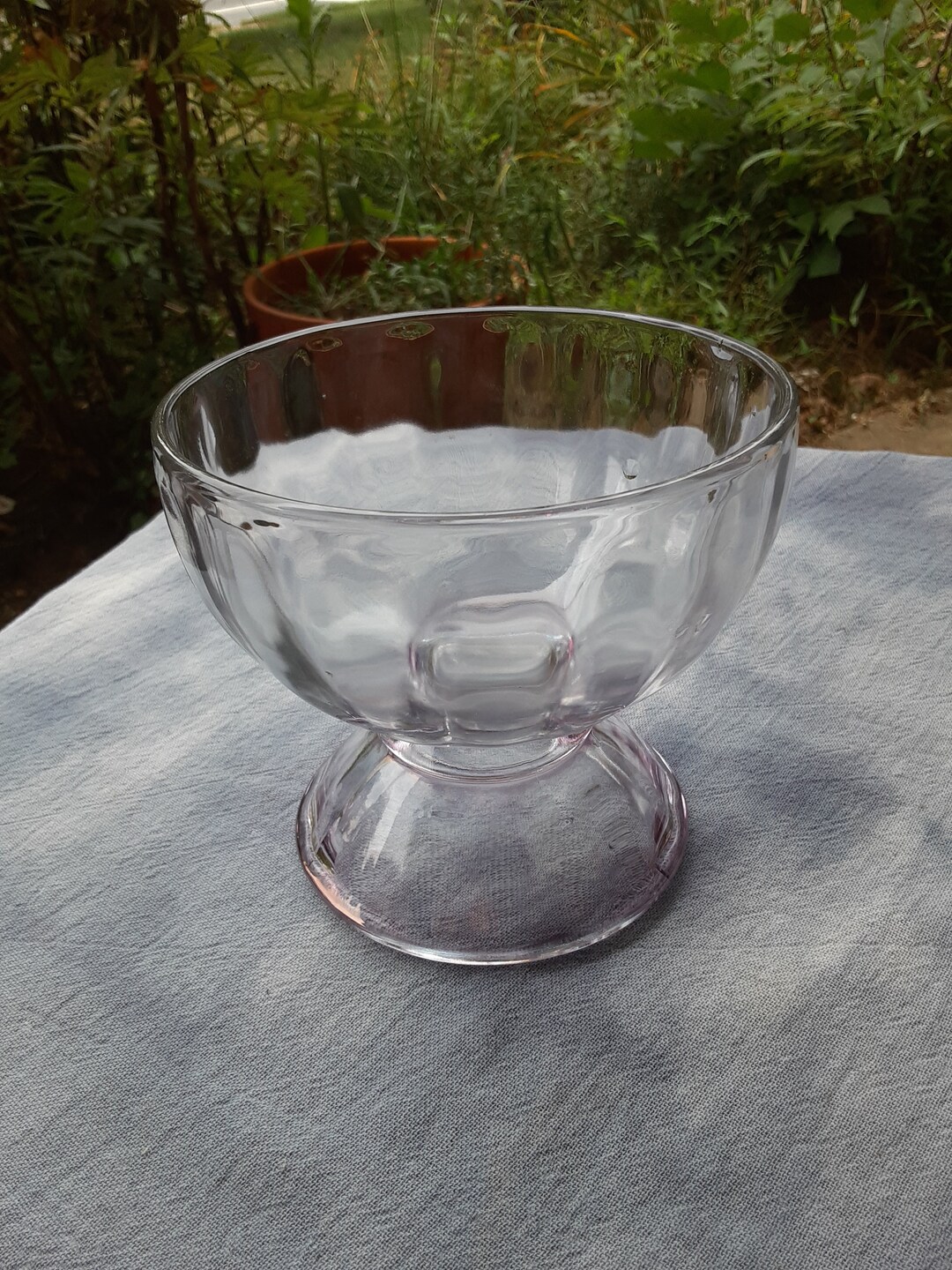 Libbey Pink Clear Glass Compote/dining Dish/serving Dish/dessert Dish ...