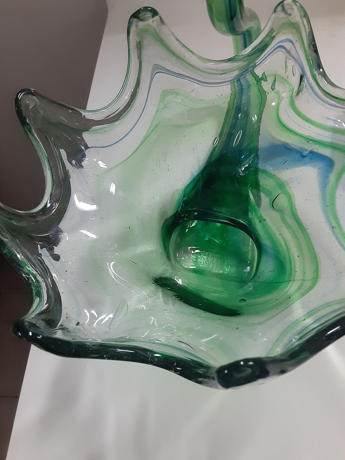 Vintage Green Hand Blown Ppulled Glass Swan/swan Figuribe/swan Dosh ...