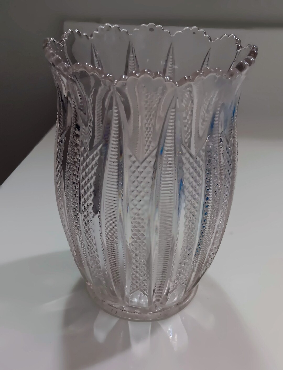 Glass Zipper Cut Vase With Scallop Top/vintage Zipper Vase/vase/home ...