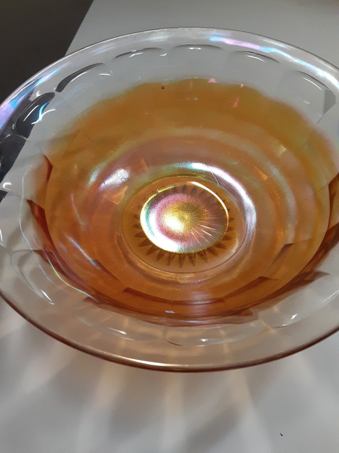 Clear & Amber Carnival Glass Bowl/glass Decor/home Decor - Etsy