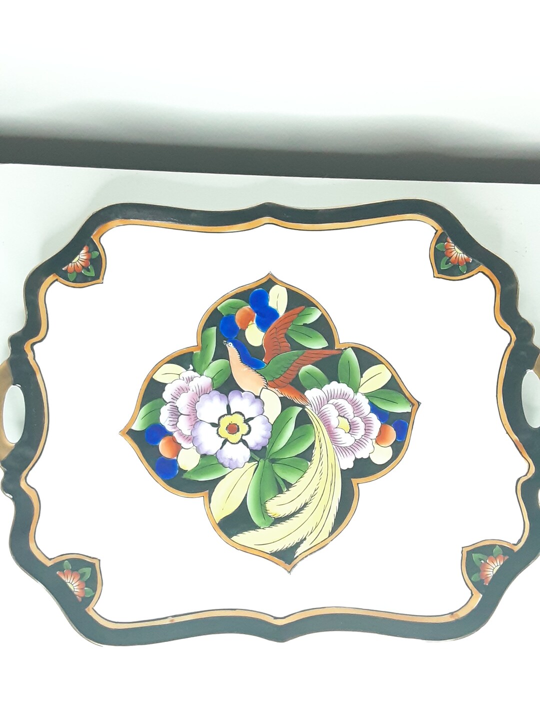 Rectangle Bird Flower Ceramic Dish Made With Gold Trim in Japan - Etsy