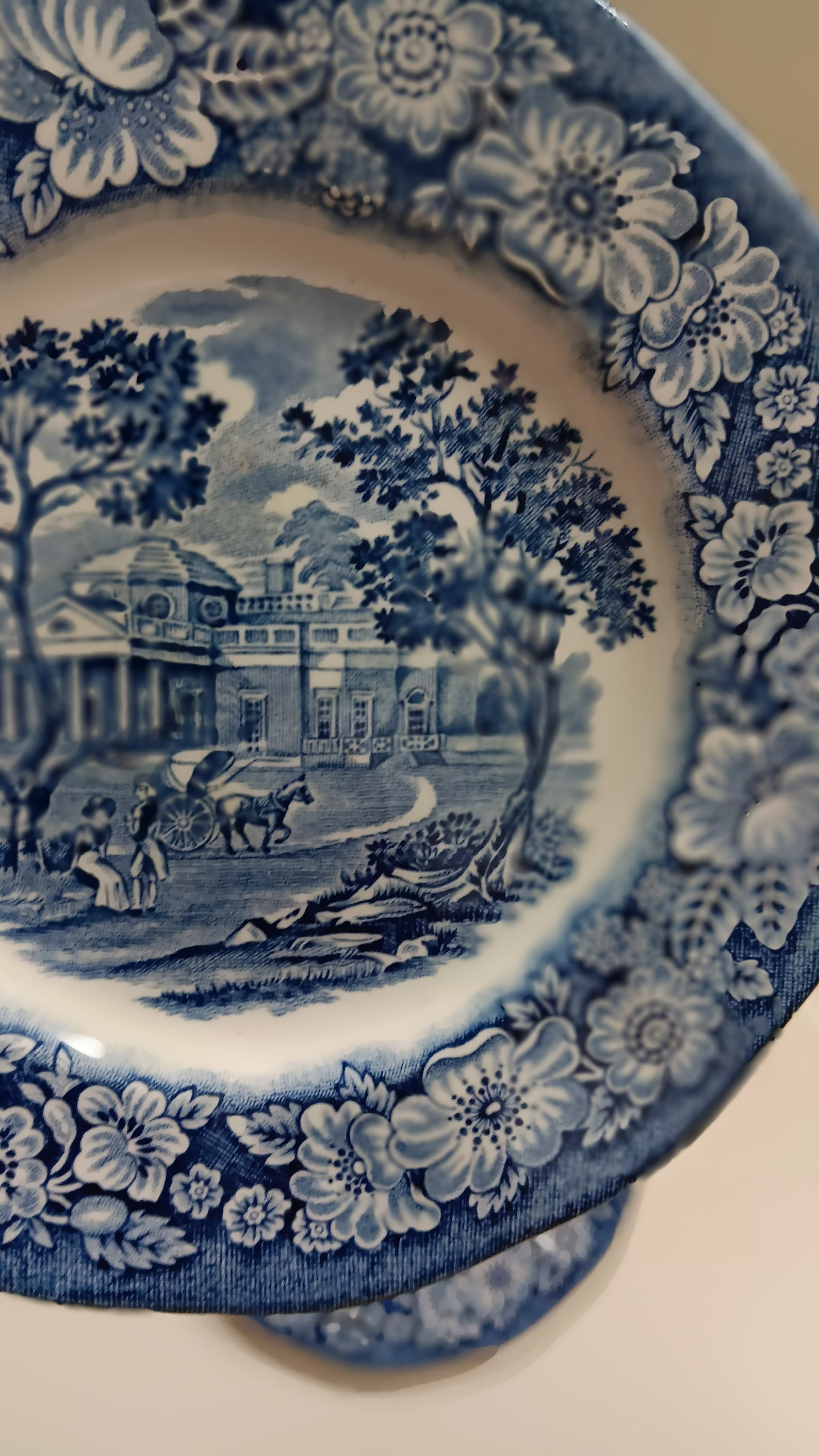 Blue and White Liberty Bell Monticello 6" Plates Made in England Srt of ...