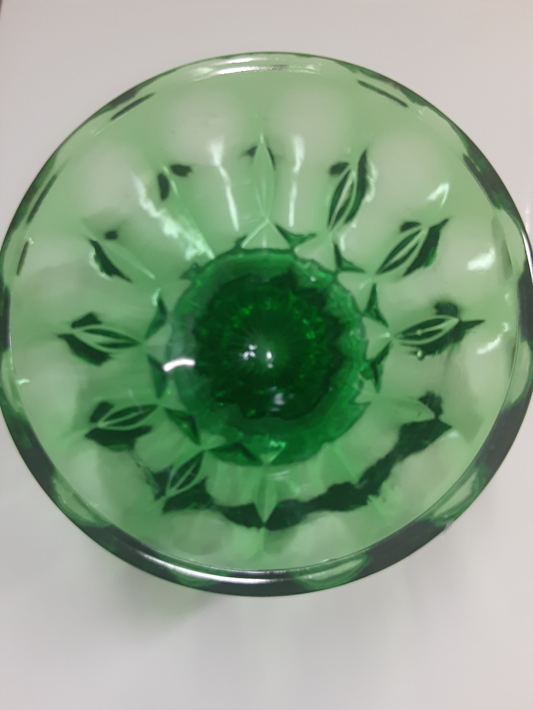 Vintage Emerald Green Pedestal Bowl - Etsy