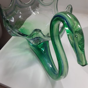 Vintage Green Hand Blown Ppulled Glass Swan/swan Figuribe/swan Dosh ...