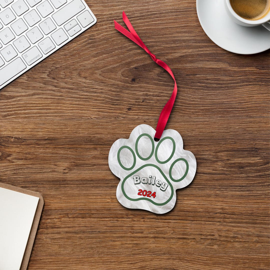 Personalized Paw Print White Fur Ornament Dog or Cat - Etsy