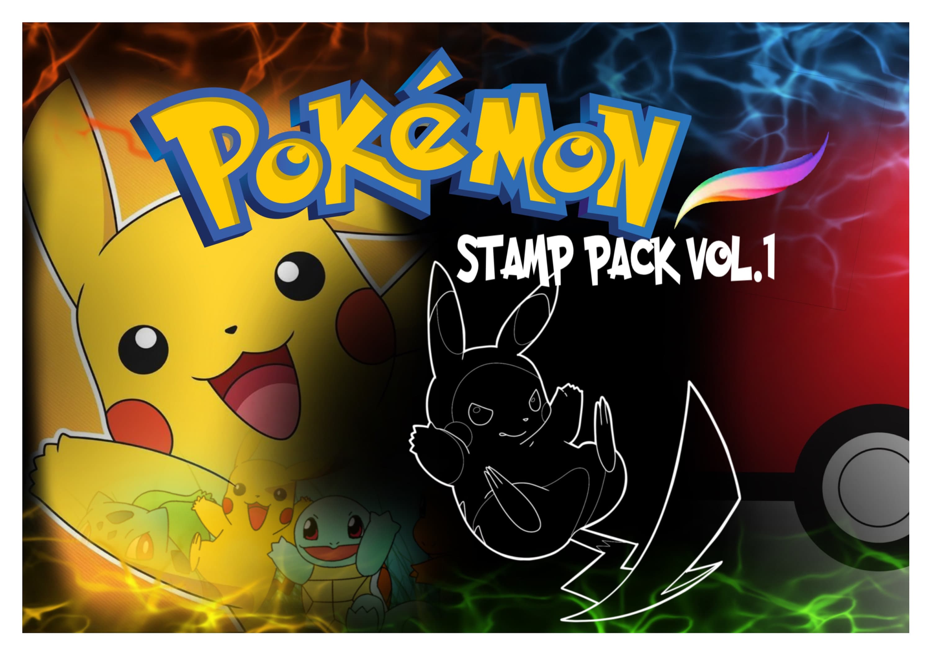 Pokémon Digital Stamp Pack Vol .1 Procreate Tattoo Art - Etsy