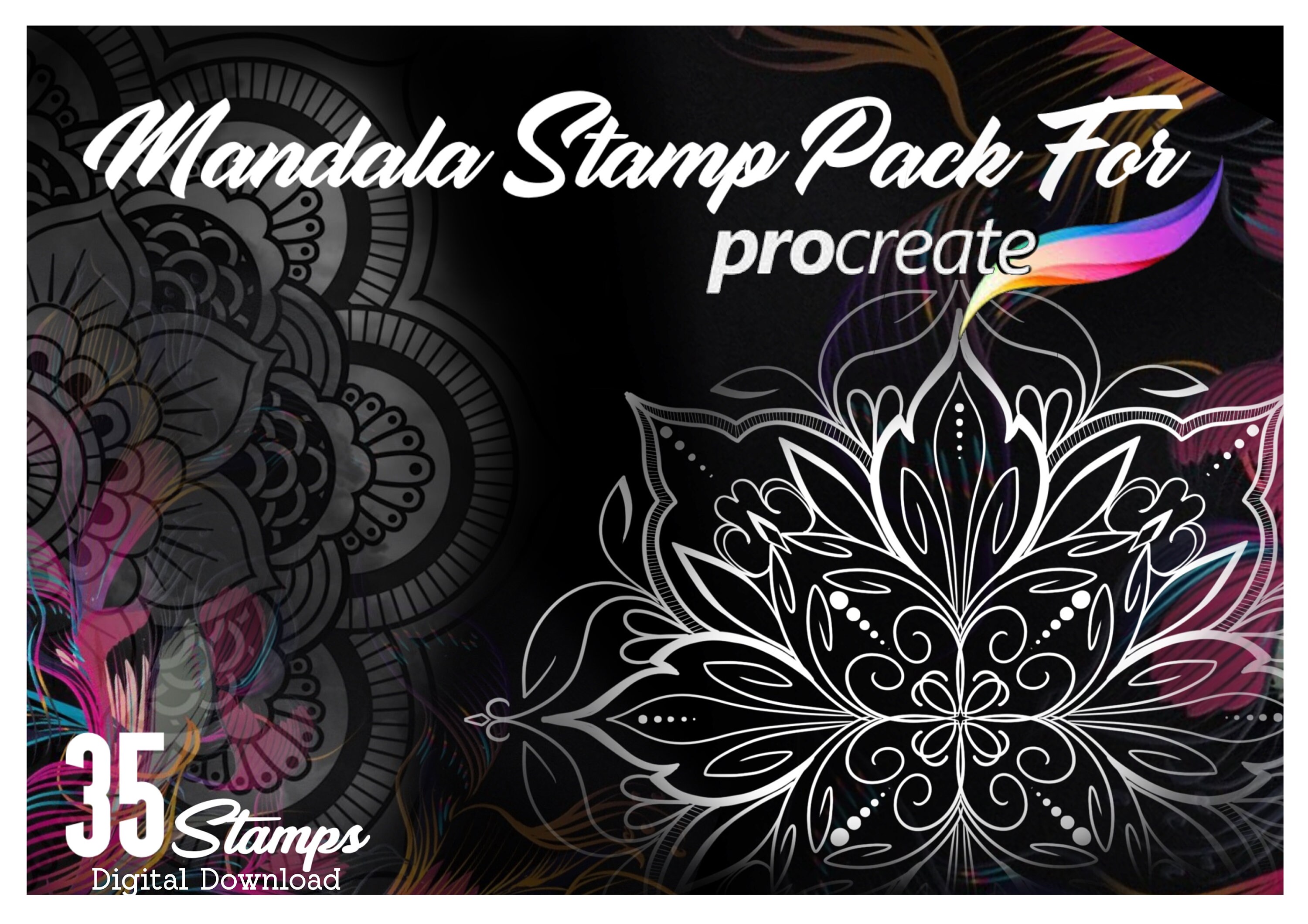 Mandala Digital Stamp Pack for Procreate| 35 Stamps Included| Vol.1 - Etsy