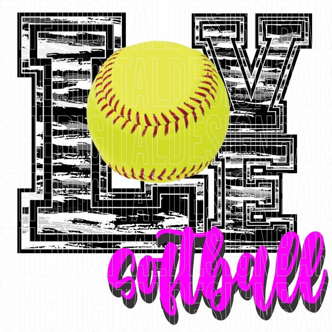Love Softball Pink Black PNG, Digital Download, Softball Pattern ...