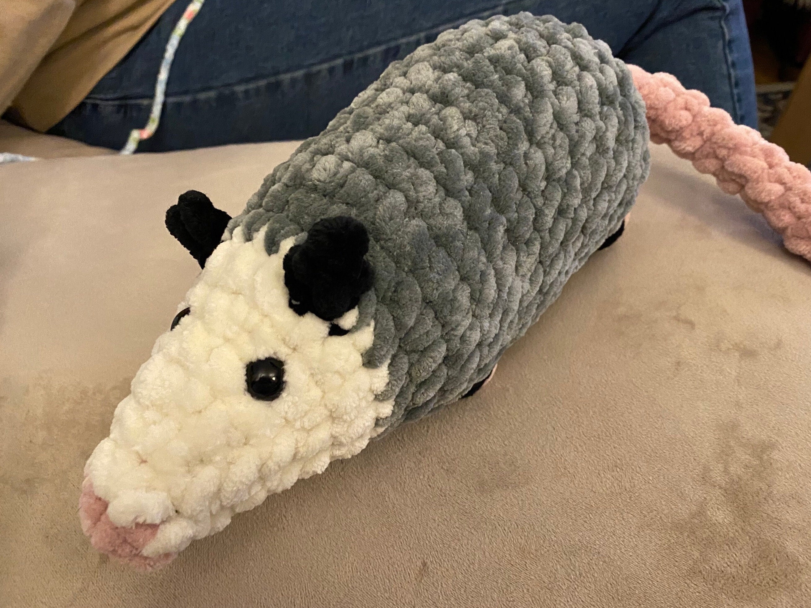 Big Crochet Opossum Plushie, Big Opossum Amigurumi, Big Crochet Plush ...