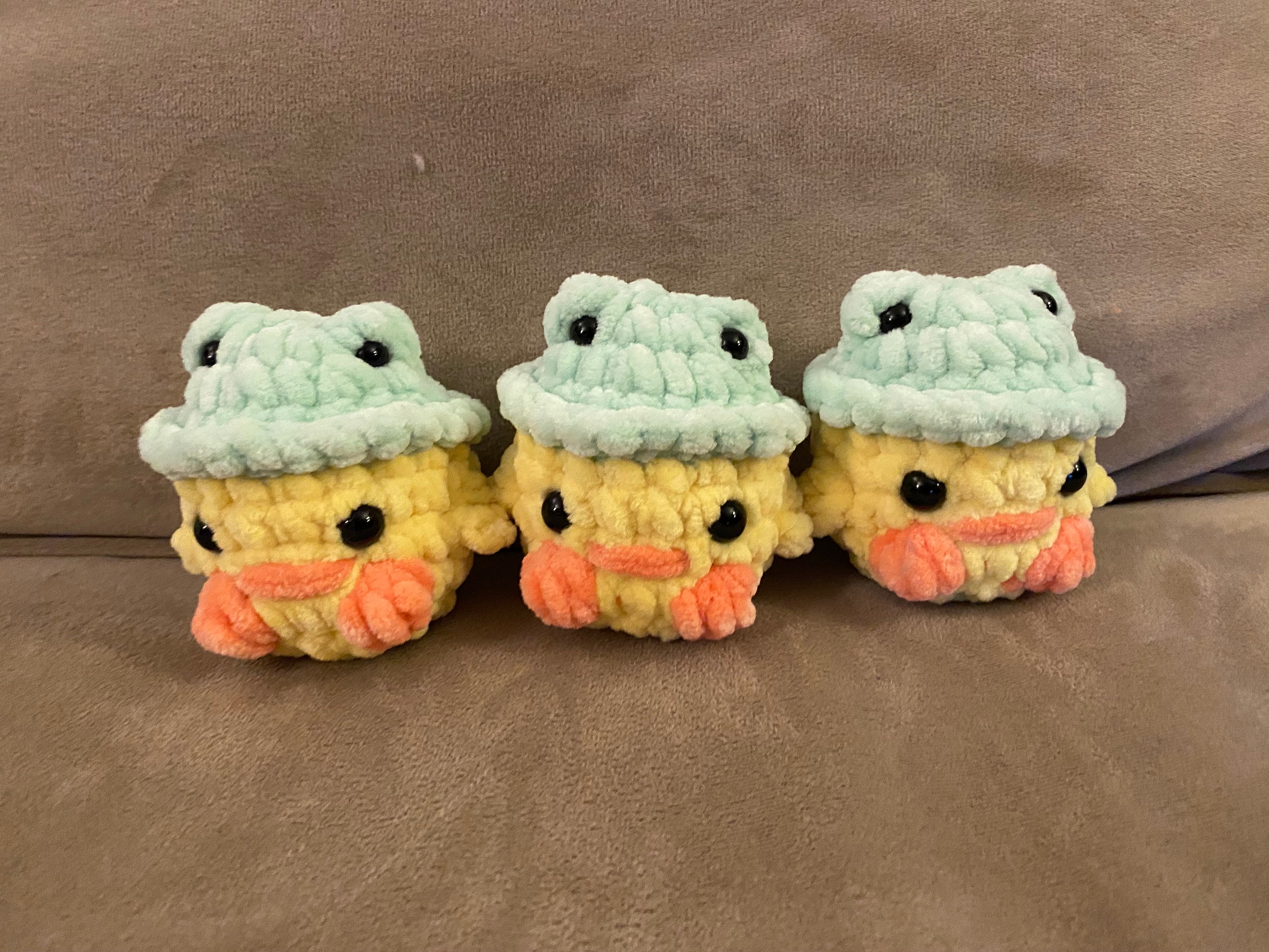 Crochet Chick With Frog Hat Plushie, Amigurumi Chick, Crochet Plush - Etsy