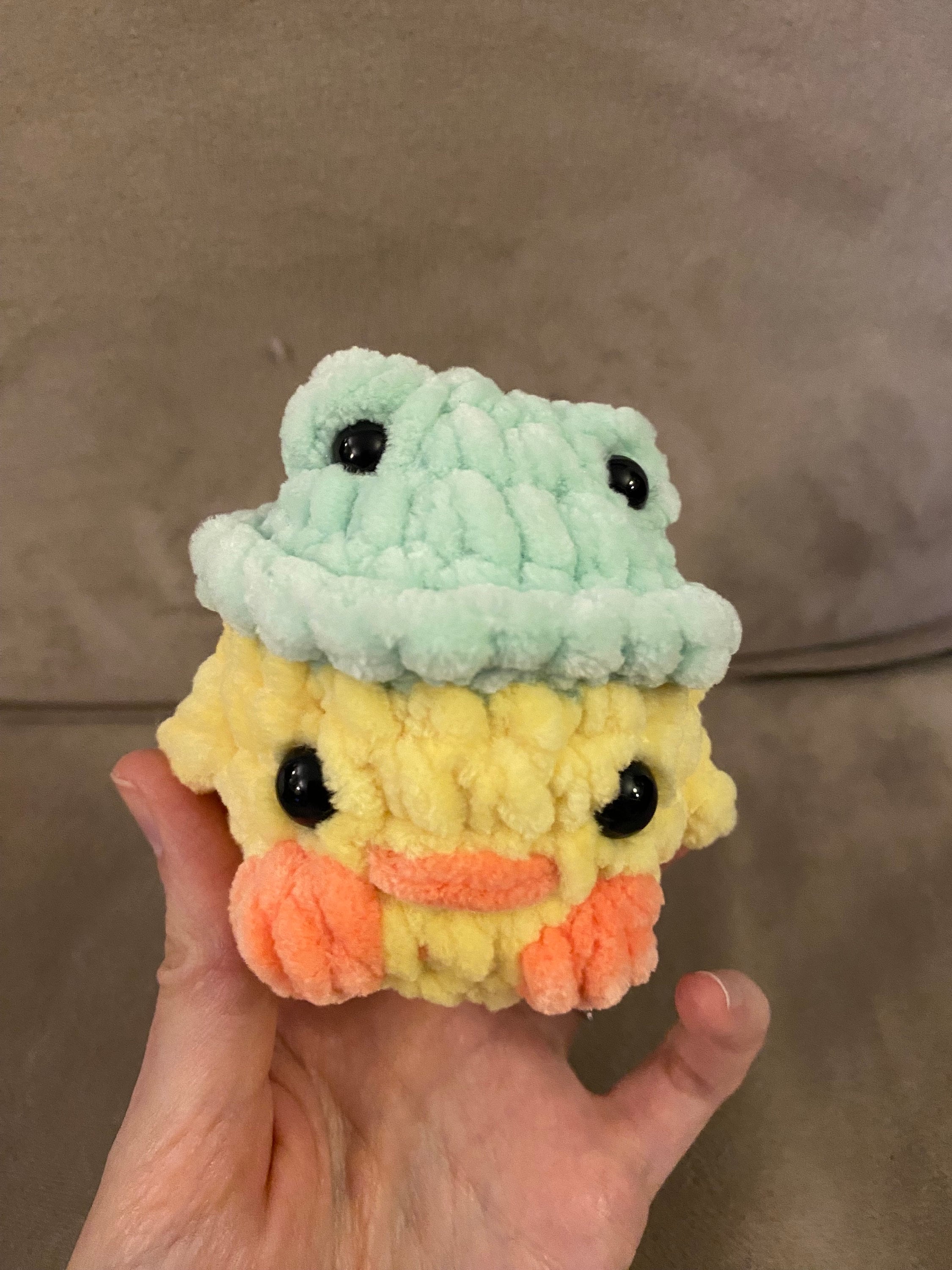 Crochet Chick With Frog Hat Plushie, Amigurumi Chick, Crochet Plush - Etsy