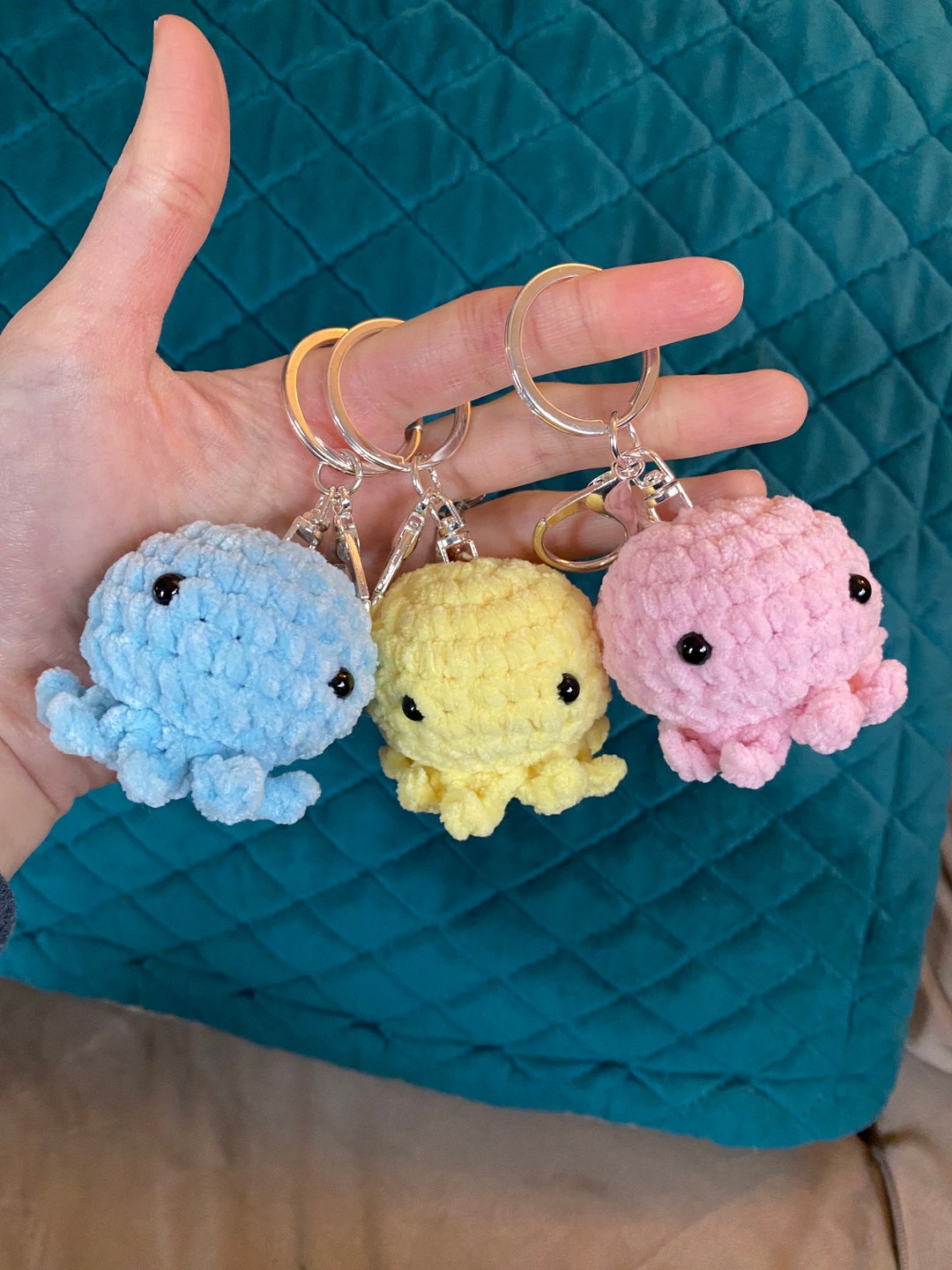 Crochet Mini Octo Keychain, Amigurumi Octopus, Crochet Plush Keychain ...
