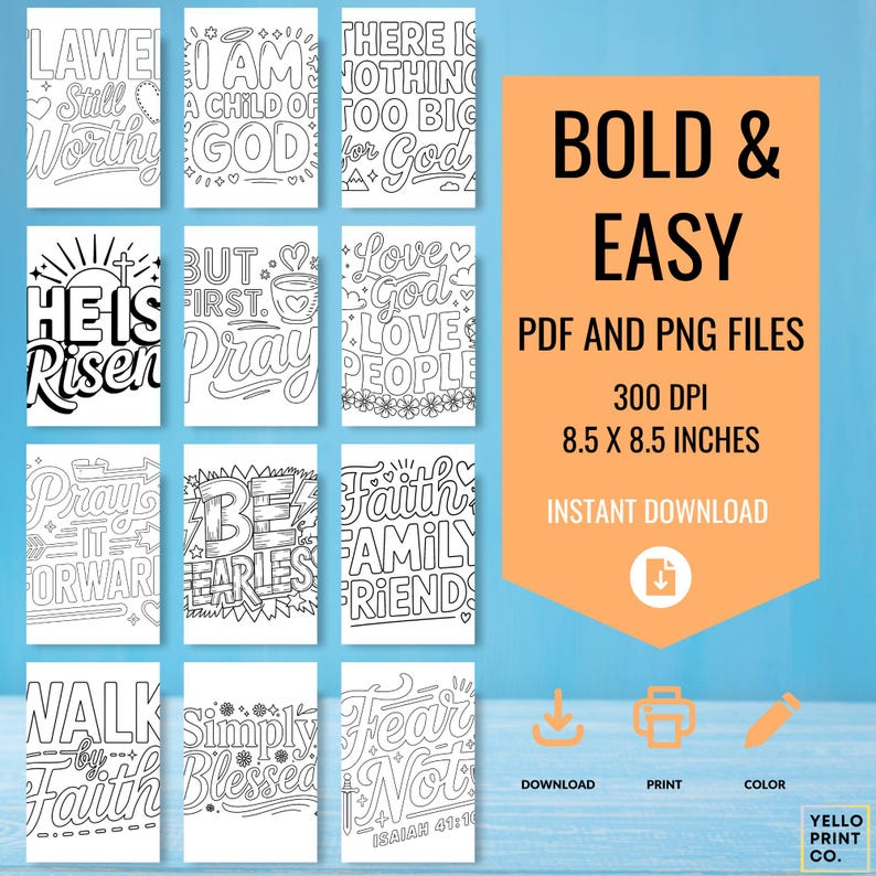 Bible Faith Coloring Pages for Teens and Adults – Digital & Printable ...