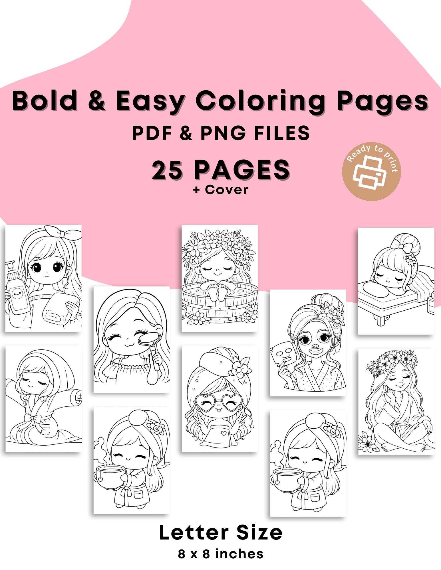 Self-care Spa Day Coloring Book | Cute Kawaii Printable Coloring Pages ...