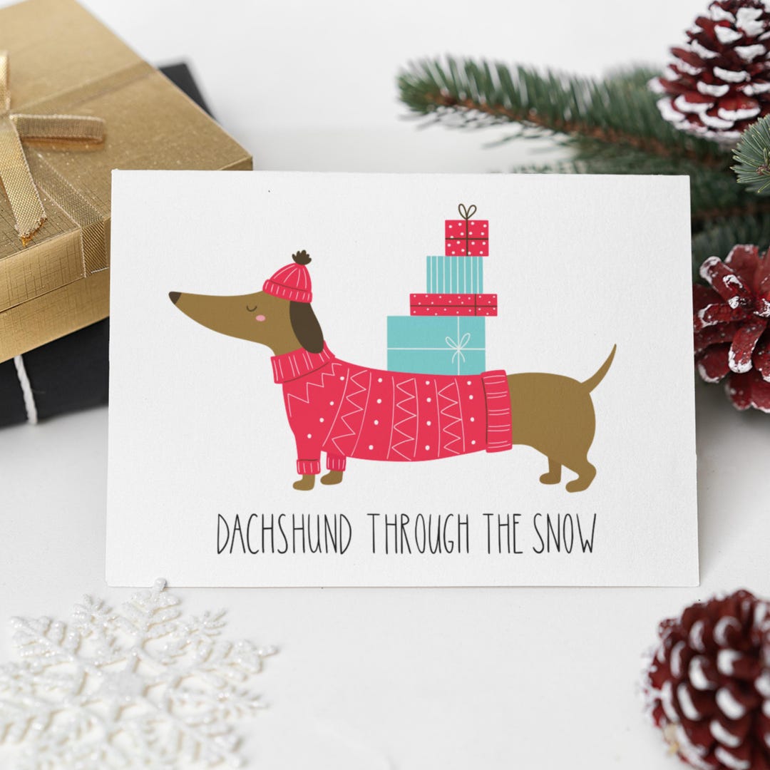 Printable Christmas Card | Funny Dachshund Holiday Card | Dog Lover ...