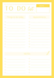 Yellow A4 Printable to Do List - for Instant Download - Etsy