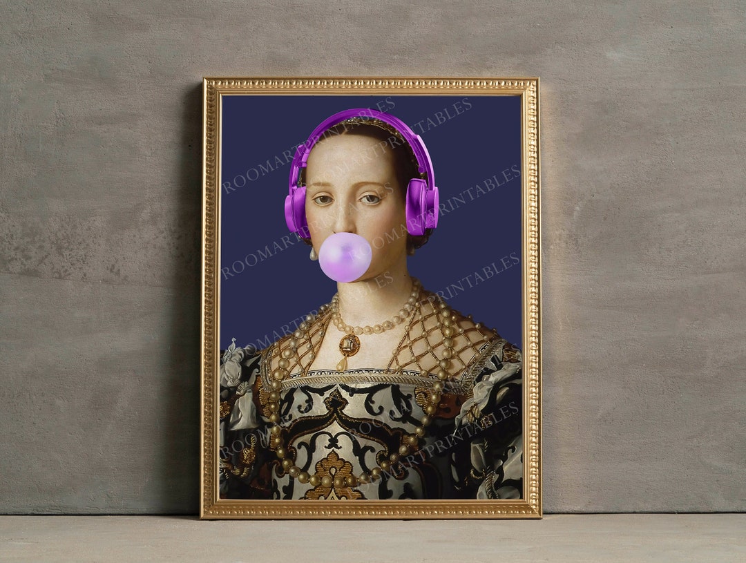 Altered Art, Bubble Gum Portrait, Maximalist Decor, Eclectic Wall Art ...