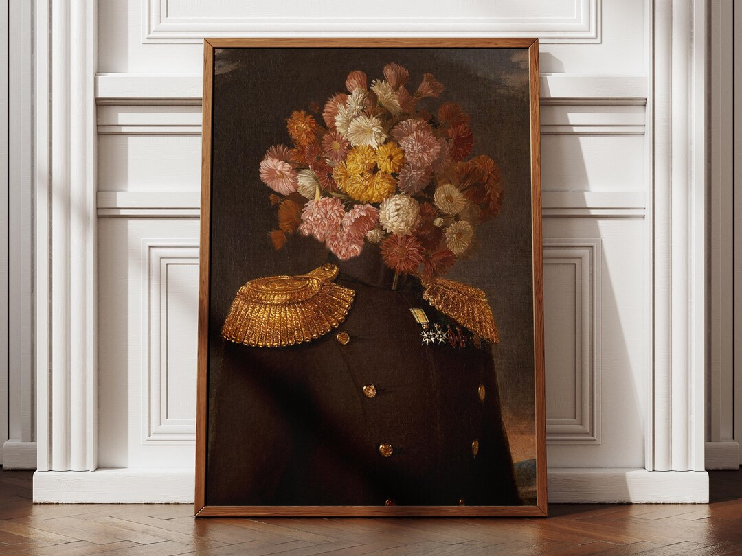 Flower Head Portrait Art Print: Eclectic Collage Wall Decor (digital ...