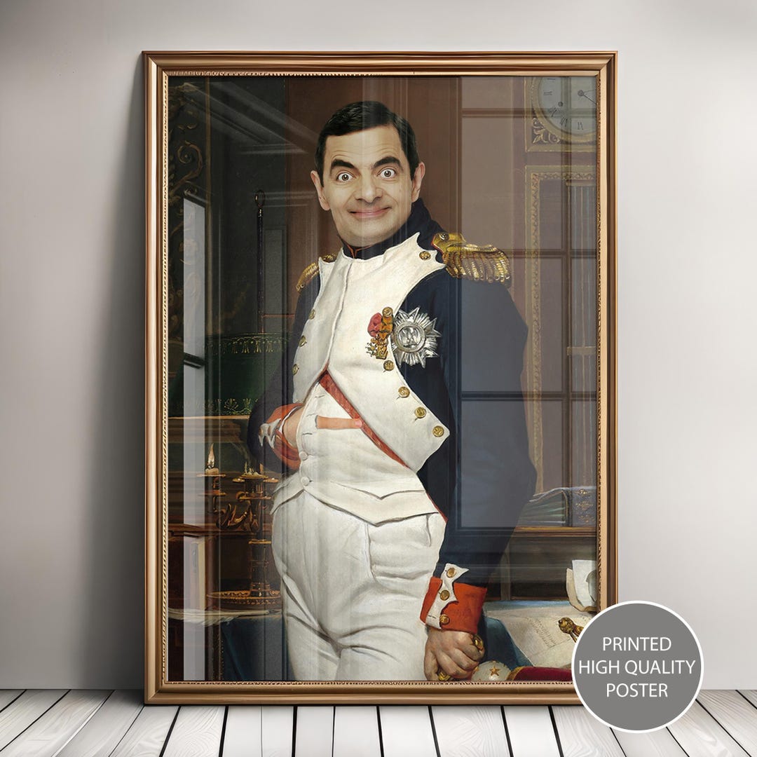 Napoleon Portrait, Mr Bean Portrait, Funny Wall Art, Quirky Art Print ...