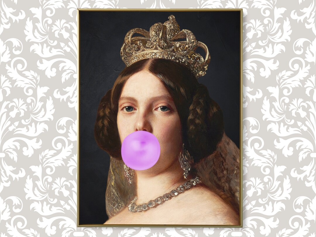 Altered Art Bubble Gum Portrait Bubble Gum Queen Alter Etsy