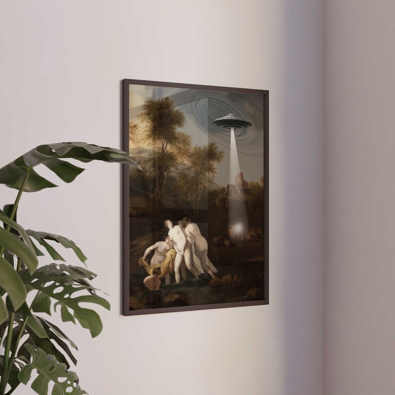 Ufo Art, Altered Art, Alien Abduction, UFO Wall Art, Funny Wall Art ...