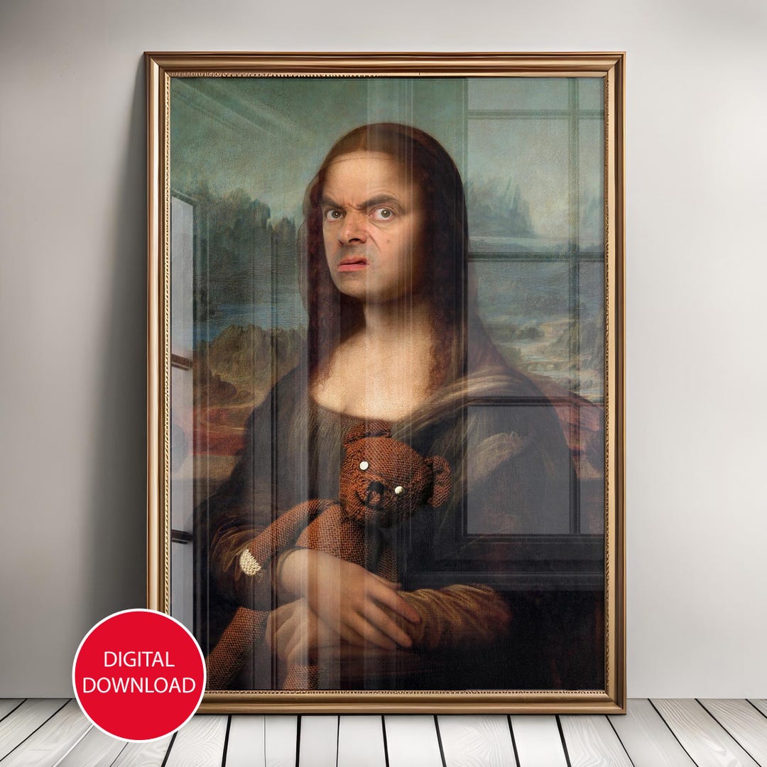 Altered Art, Mr Bean Poster, Mona Lisa Funny, Altered Art Print, Funny ...